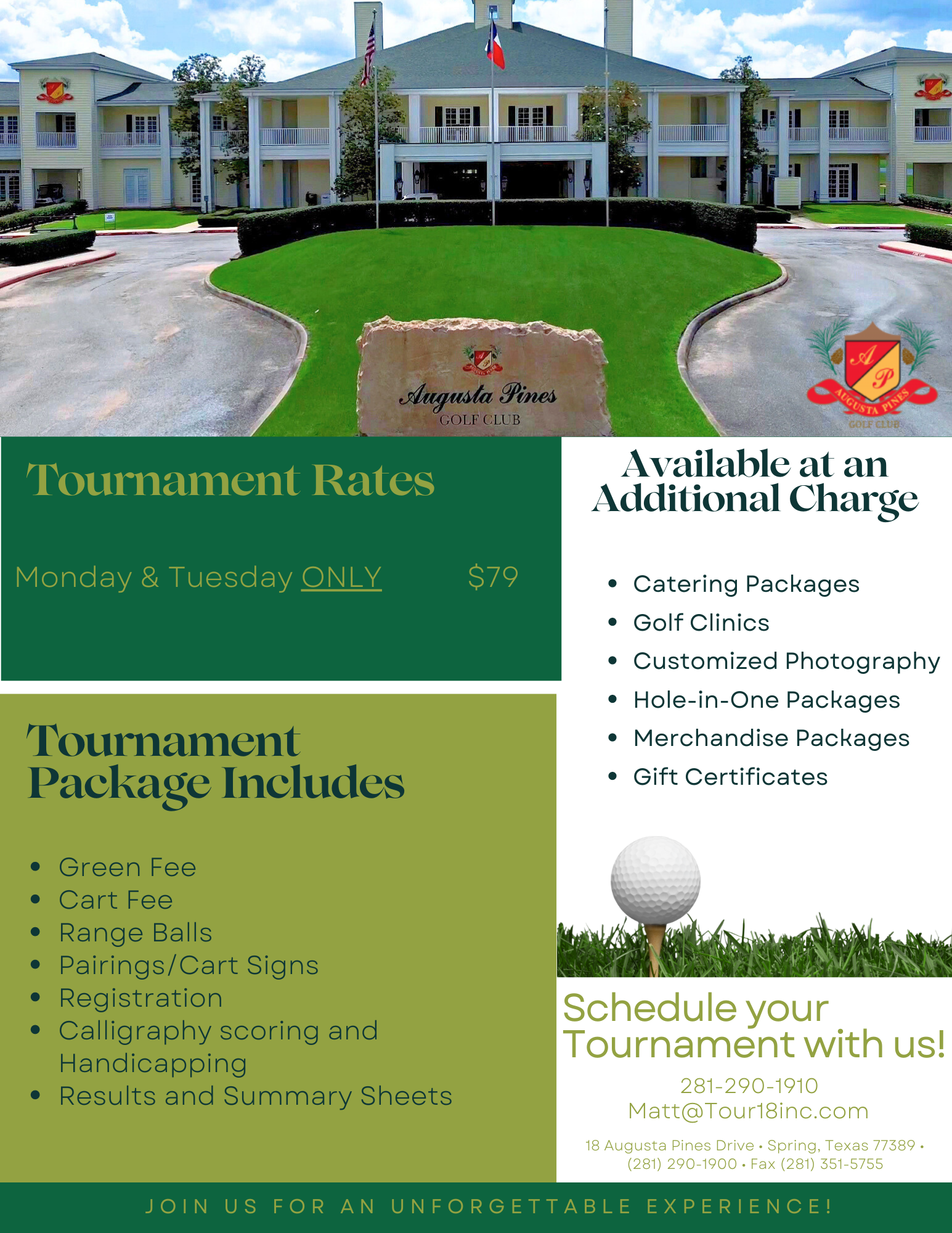 Tourney Rates- AP – Highland Pines Golf Club | Porter, TX
